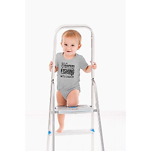 AW Fashions Pack My Diapers, I'm Going Fishing With Daddy Baby Bodysuit Newborn Boy Outfits Cute Romper (6 Months, Sports Grey)