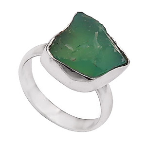 Chrysoprase Gemstone Band Ring 925 Sterling Silver Band Ring Men & Women Band Ring All Size Band Ring Gift Item Handmade Jewerly GESR-469 (US-16)