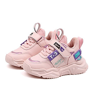 IWIHMIV Kids Fashion Sneaker Shoes Lightweight Athletic Running Shoe Breathable Sports Shoe（a1-Pink,4.5 Years