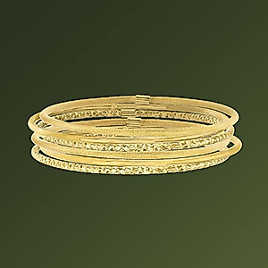 Ross-Simons Italian 14kt Yellow Gold Multi-Finish Jewelry Set: 3 Bangle Bracelets. 7 inches