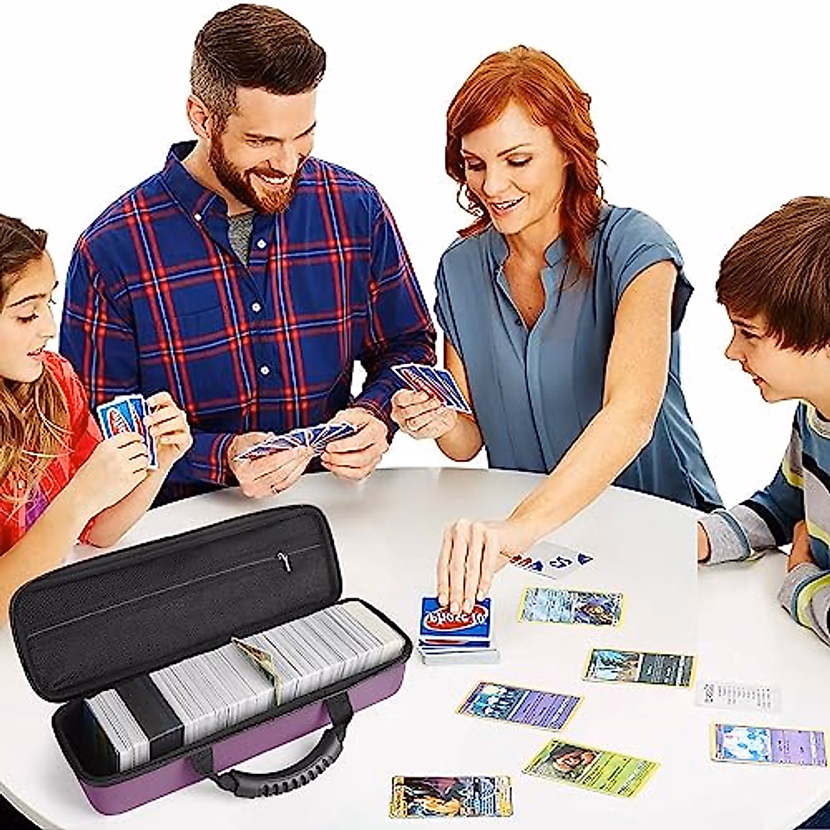 CDBXPRG 1000 Trading Card Box for Several Games, Sports Card Travel Organizer, Purple Case