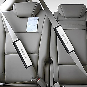 8sanlione 2PCS Auto Seat Belt Cover, PU Leather Car Shoulder Pads Strap for Comfortable Driving, Harness Cushion Protect Neck, Vehicle Interior Accessories Compatible with Adults Youth Kids (White)