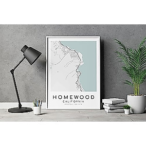 HOMEWOOD California USA Map Print, city map poster, personalized gifts Design, custom map gift, gifts for him, Digital Download, Instant map