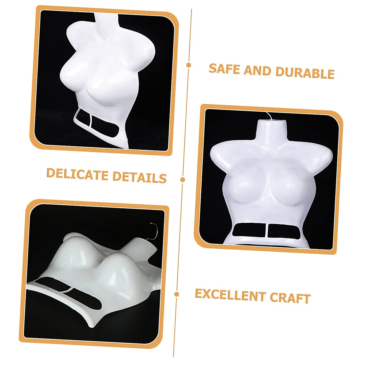 GARVALON 5pcs Mannequin Hanger Body Torso Dress Form Female Upper Display Woman Formal Tops Bathing Suits for Women Clothes Showing Rack Rack, 40x35cm (07O0801W2A)