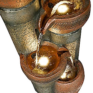 Hamiedun 5 -Tier Outdoor Garden Water Fountain Decor, Resin Fountain for Garden, Floor Patio, Deck, Porch, Backyard and Home Art Decor (Brown, 39.7inch)