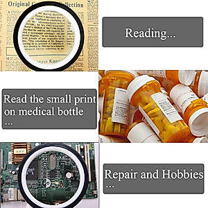 Magnifying Glass with Light, 30X Large Handheld Magnifying Glass 12 LED Illuminated Lighted Magnifier for Macular Degeneration, Seniors Reading, Soldering, Inspection, Coins, Jewelry, Exploring