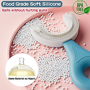 YOTEE U-Shaped Toothbrush Kids 2 PCS - Toddler with Food Grade Soft Silicone Brush Head, Manual Whole Mouth for Age 2-6, 360° Oral Teeth Cleaning Design