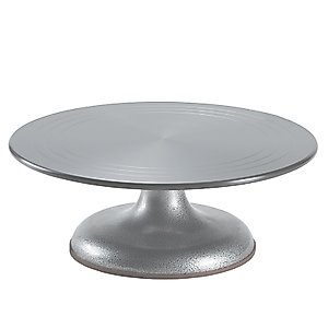 Suuker Aluminium Alloy Revolving Cake Stand,Professional 12 Inch Rotating Cake Turntable,Dessert Stand,Ideal Cake Decorating Supplies for Cake Decorations,Cupcakes and Pastries(Silver)