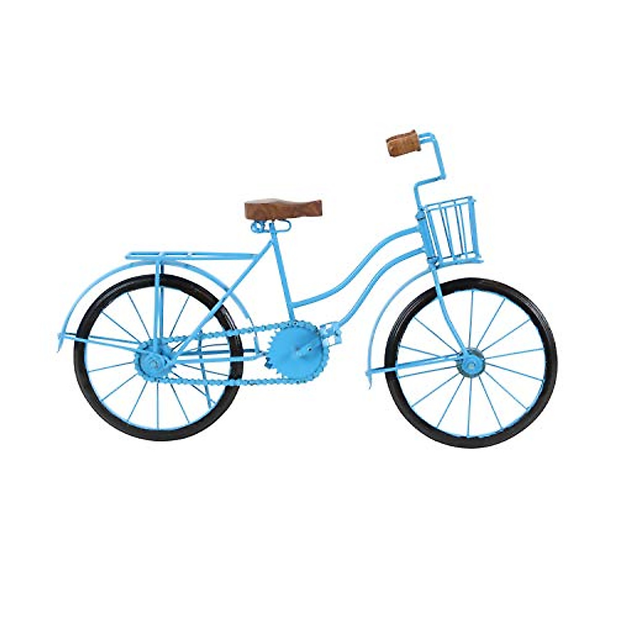 Deco 79 Metal Bike Sculpture with Wood Accents, 18" x 4" x 11", Blue