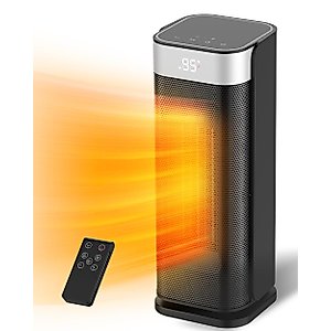 Sunnote Space Heater for Indoor Use, 1500W Fast Heating, Electric & Portable Ceramic Heaters with Thermostat, 5 Modes, 24Hrs Timer, 80°Oscillating Room Heater with Remote, Safe for Office Bedroom Use