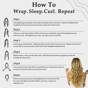 Bicico Heatless Hair Curling Headband for Women, No Heat Curl Ribbon for Overnight Waves and Curls - 8 Piece Set