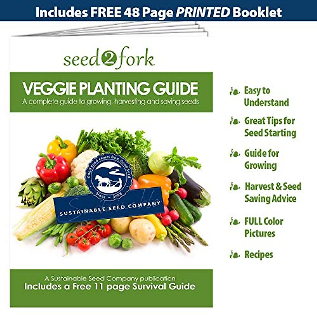 Instant Garden, Heirloom Vegetable Seed Collection, 15 Variety Non GMO Heirloom Garden Vegetable Herb Seeds - Tomato, Pepper, Lettuce, Carrot, Kale, Basil, & More