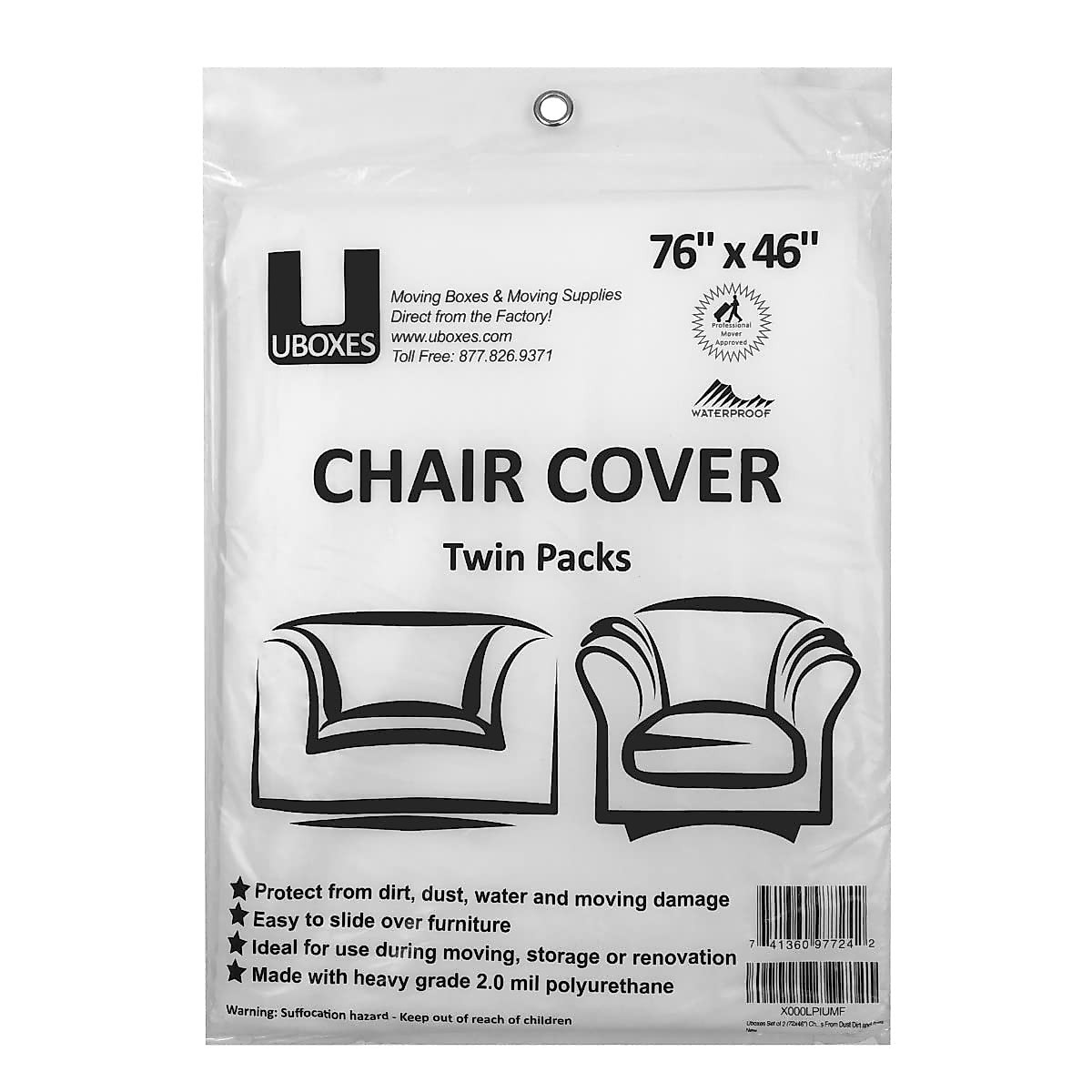 Uboxes Set of 2 (72x46) Chair Covers 2 MIL Heavy Duty Polyethylene to Protect Items from Dust Dirt and Spills