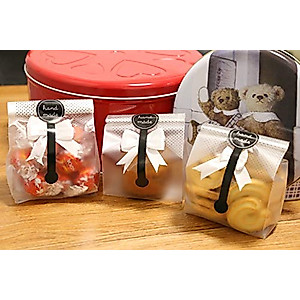 SAILING-GO 100 pcs./Pack Translucent Plastic Bags for Cookie,Cake,Chocolate,Candy,Snack Wrapping Good for Bakery Party with Stickers