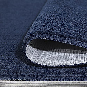 Machine Washable Solid Design Non-Slip Rubberback 2x6 Soft Shag Runner Rug for Hallway, Bedroom, Bathroom, Living Room, Kitchen, 2'2" x 6', Navy