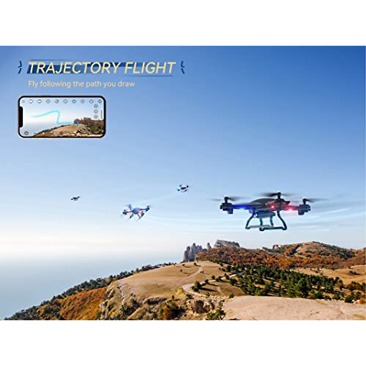 UranHub Drone with Camera for Adults HD 2K Live Video Drone for Beginners and Kids w/Gesture Control, Voice Control, Altitude Hold, Headless Mode, 2 Batteries, Compatible with VR Glasses
