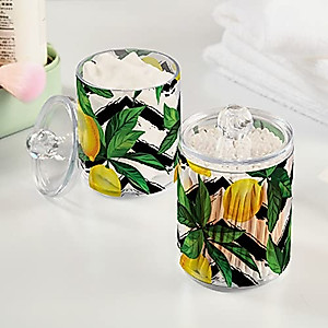 Plastic Jars with Lids,Lemon Yellow Limon Fruits Bulk Pack Storage Containers Wide Mouth Airtight Canister Jar for Kitchen Bathroom Farmhouse Makeup Countertop Household ,Set 4