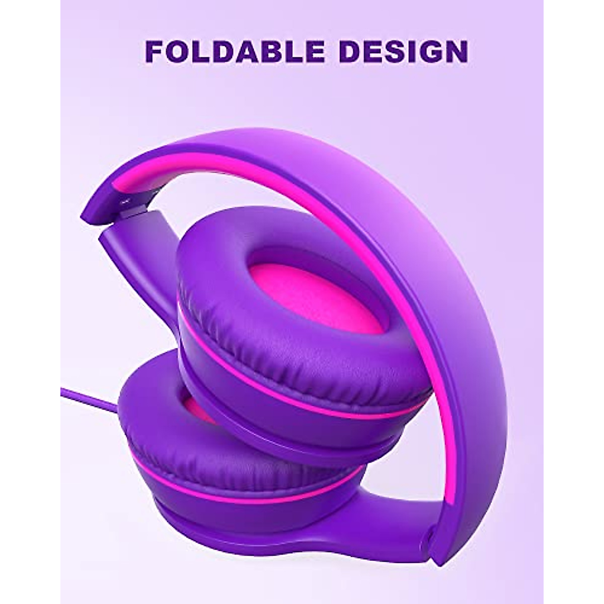Elecder i45 On-Ear Headphones with Microphone - Foldable Stereo Bass Headphones with No-Tangle 1.5M Cord, 3.5MM Jack, Portable Wired Headphones for School/Kid/Teen/Smartphone/Travel/Tablet Blue/Purple