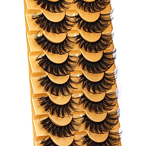 Focipeysa False Lashes Fluffy Mink Eyelashes 18mm Lashes Pack 8D Mink Curly Faux Mink Lashes Volume Dramatic Lashes 8 Pairs