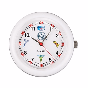 Prestige Medical Analog Stethoscope Watch with Medical Symbols, White