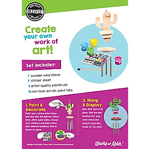 MasterPieces Works of Ahhh Mini Craft Set - Cactus Wind Chime Build & Paint Family Craft Set