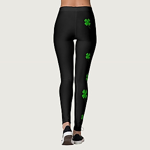Saint Patrick Day Workout Leggings Women Shamrock Printed Yoga Leggings Tummy Control High Waist Fitness Pants