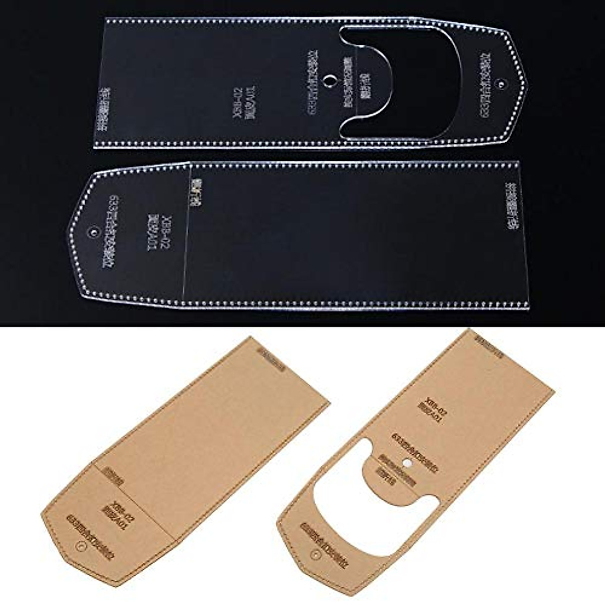 7.7 x 3.7 Inchs Pencil Bag Making Template Set with Clear Acrylic Pen Organizer Box Pattern Mould for DIY Leathercraft Tool