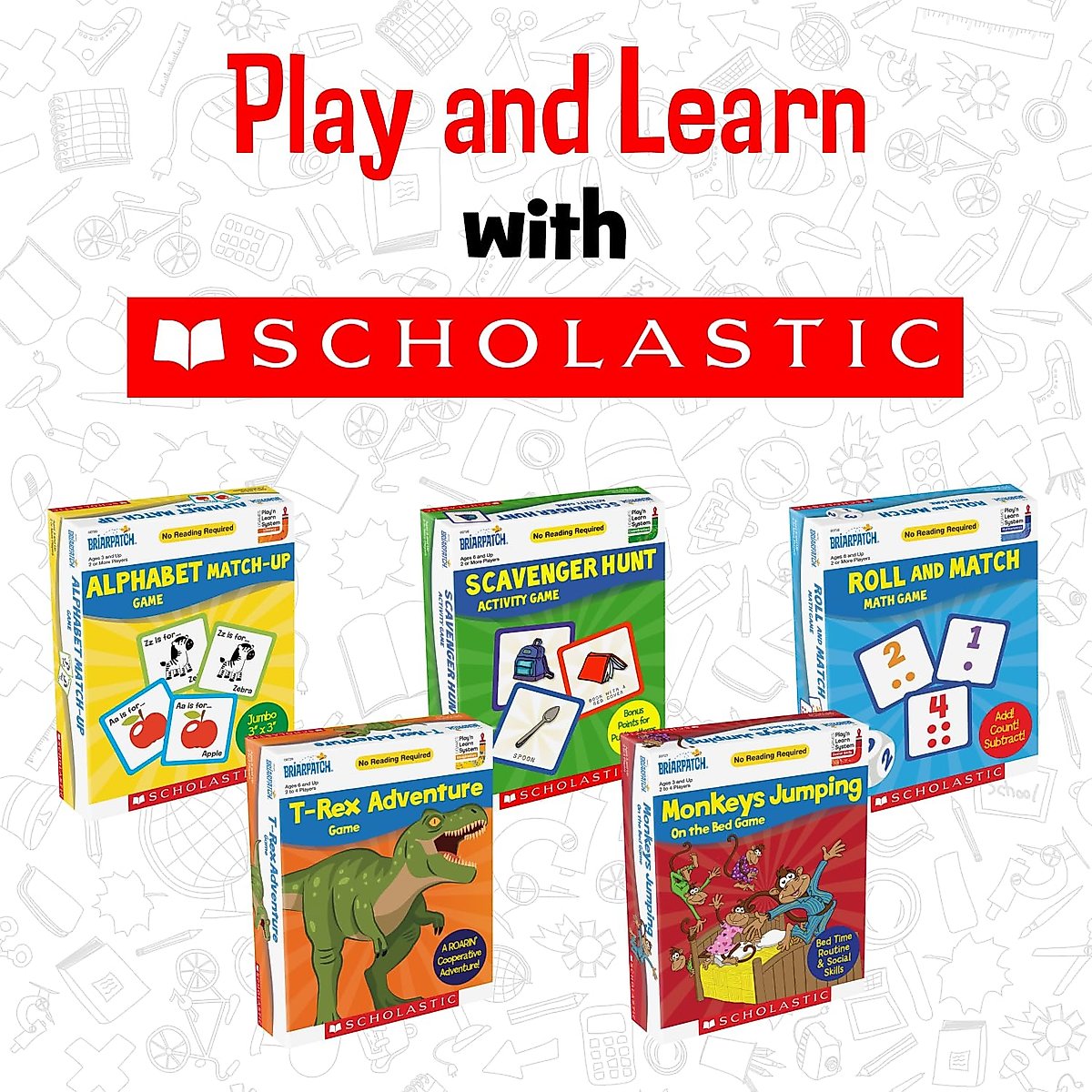 Briarpatch Scholastic Roll and Match Dice and Card Early Learning Game from, for 2 or More Players Ages 6 and Up