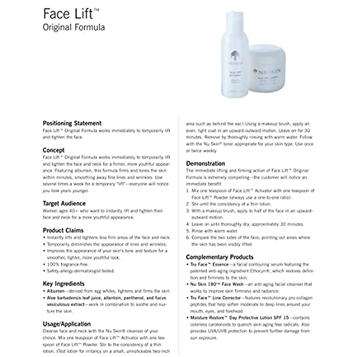 Nu Skin Face Lift with Activator (Original Formula)