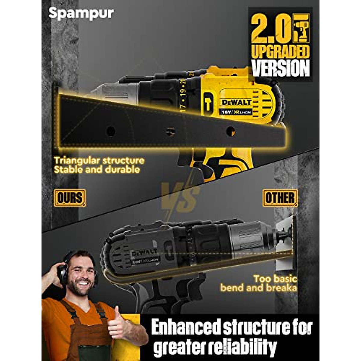 Spampur Power Tool Organizer With Charging Station, Drill Holder Wall Mount, Garage Storage Shelves for Organization, Heavy Duty Tool Shelf & Pegboard Wall Organizer Set Solid Metal 2 Pack