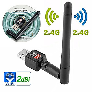 WiFi WLAN Stick Adapter 150Mbit 2dBi Wireless USB WiFi Network Adapter Dongle Antenna for Windows Vista/XP/2000/7/8/10, Linux, MAC OS