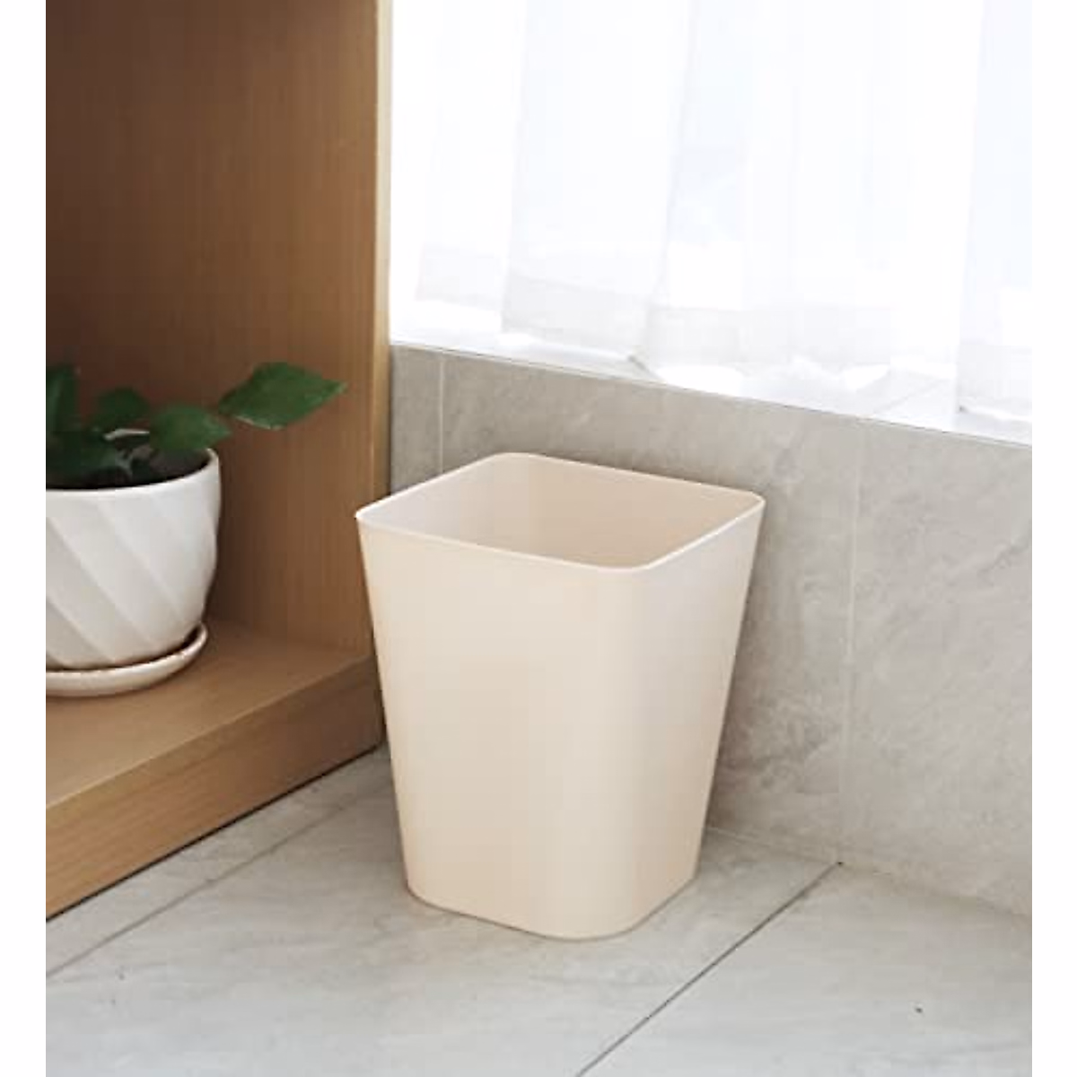 SAROSORA Small Trash Can 1.6 Gallon 3-Pack Trash Basket Mini Garbage Can - for Office, Kitchen, Livingroom, Bathroom, Bedroom (Beige, 3)
