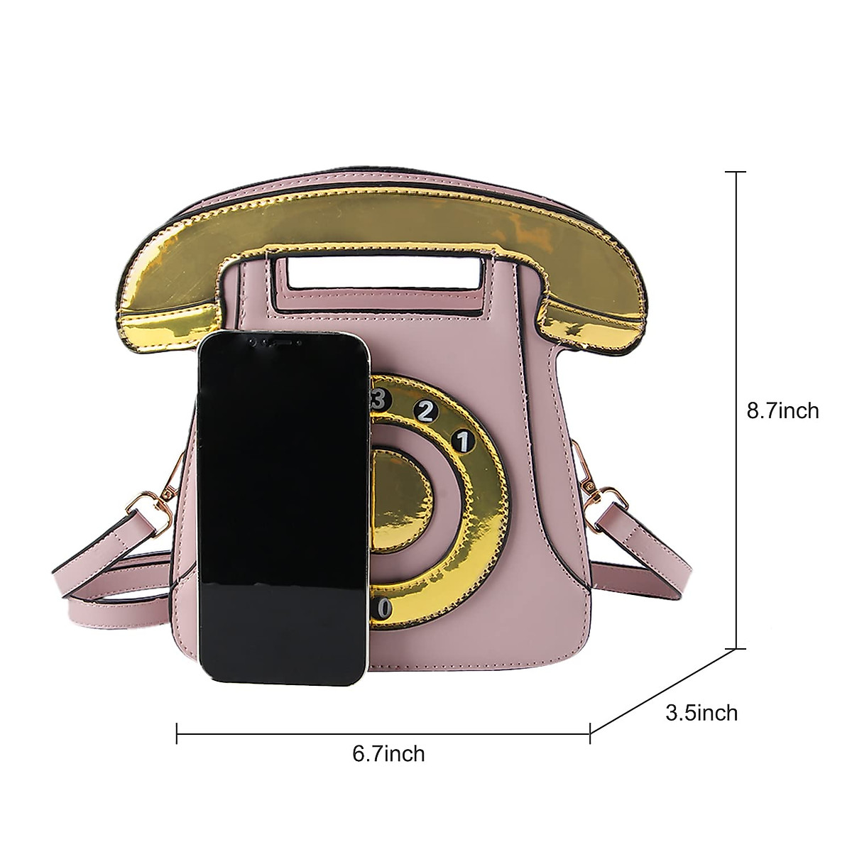 Oweisong Women's Fashion Telephone Shaped Shoulder Handbag Funny Laser Bling PU Phone Crossbody Bag Retro Purse for Girls