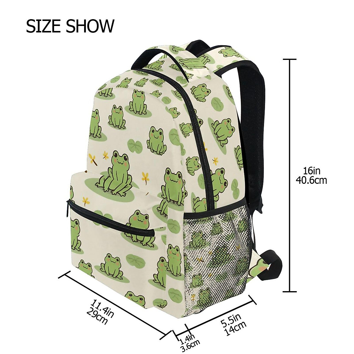 Kcldeci Cute Frog Pattern Kids Backpack for Boys Girls Elementary Schoolbag Kindergarten Bookbags Preschool School Bag Toddler Book Bags Travel Bag