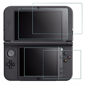Screen Protector Compatible NEW 3DS XL, AFUNTA 4 Pcs Tempered Glass for Top Screen and HD Clear Crystal PET Film Compatible Bottom Screen, 3DSXL Film Accessory