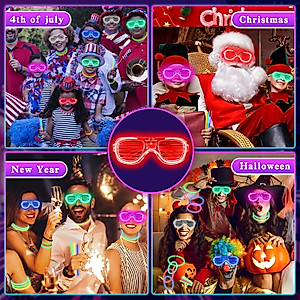 OLUPP 222PCS Glow in the Dark Party Supplies, Glow Sticks Glasses Favors, 200 PCS Glow Sticks and 22 PCS LED Glasses, New Years Neon Party Favors for Glow Party, Wedding, Concert, Raves, Birthday