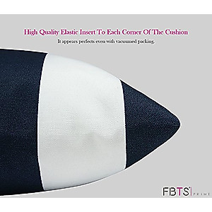 FBTS Prime Outdoor Waterproof Decorative Throw Pillows with Inserts for Patio Furniture, 18x18 Inch Fade Resistant Patio Garden Cushions for Couch Bed Sofa, Striped Navy