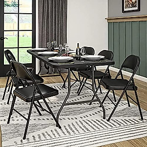 GIVIMO Folding Chairs with Padded Seats 6 Pack Black Metal Padded Folding Chair with Steel Frame for Events Office Wedding Party - 330 lb Capacity