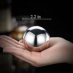 Ecentaur Whiskey Stones Stainless Steel Ice Cube Metal Reusable Balls 2.2" Chilling Stones for Drinks Set of 4