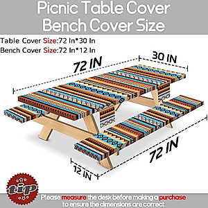 memKiya 6Ft Picnic Table Cover with Bench Covers 72×30 Inch Heat Resistant Outdoor Dining Room Tableclothes Rectangle 6 Seater Cook Out Parties Supplies Camp Accessories Gift for Tent Campers Stripe