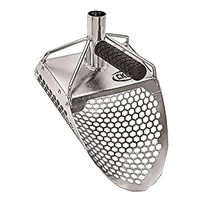 CKG Sand Scoop for Metal Detecting Stainless Steel Shovel for Beach Underwater Treasure Hunting (Large Scoop + Carbon Fiber Handle)