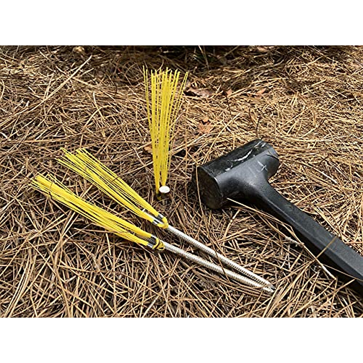 Trail Chasers Ground Markers Yellow 6 Inch Marking Whiskers with Lightweight Non-Rust Aluminum Stakes (Pkg of 25)