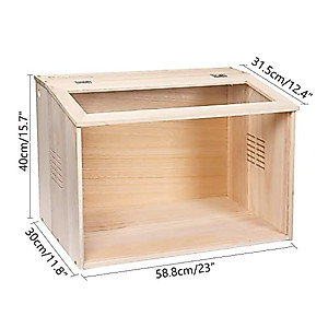 PStarDMoon Hamster Wooden Cage, Upper Door Design, Acrylic Transparent and Visible Hamster Cage Suitable for Small Hamster Syrian Dwarf Hamsters Degus Mice or Other Similar（23.6''X11.8''X15.7''