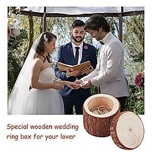 PH PandaHall Ring Box, Wooden Ring Dish Storage Box Wedding Ceremony Wood Ring Bearer Box Rustic Ring Stand Jewelry Holder Storage Case for Decoration Anniversary Engagement Wedding Gift 2 x 2 Inch
