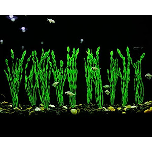 MyLifeUNIT Artificial Seaweed Water Plants for Aquarium, Plastic Fish Tank Plant Decorations 10 PCS (Green)