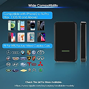 Wireless CarPlay, Compatible with Apple CarPlay Wireless Adapter Upgrade 5.0 Chip, CarPlay Dongle Converts Wired to Wireless, for Factory Wired CarPlay Cars Model Year After 2015, Plug & Play (Black)