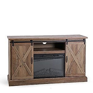 MAISON ARTS 47" Fireplace TV Stand with Electric Fireplace Inserts Farmhouse Barn Door Media Console Table Entertainment Center for TVs Up to 55" for Home Living Room Bedroom, Oak