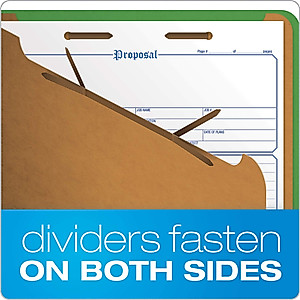 Pendaflex Classification Folders, Standard, 3 Dividers, Embedded Fasteners, 2/5 Cut Tab, Dark Green, Letter, 10/BX (24097)