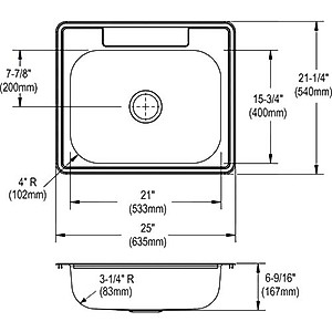 Elkay D125214 Dayton Single Bowl Sink with Four Holes, Stainless Steel