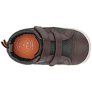 RO + ME by Robeez Baby Boy Crib Shoes Boys Infant Athletic Sneaker, Dinosaur Brown, 18-24 Months